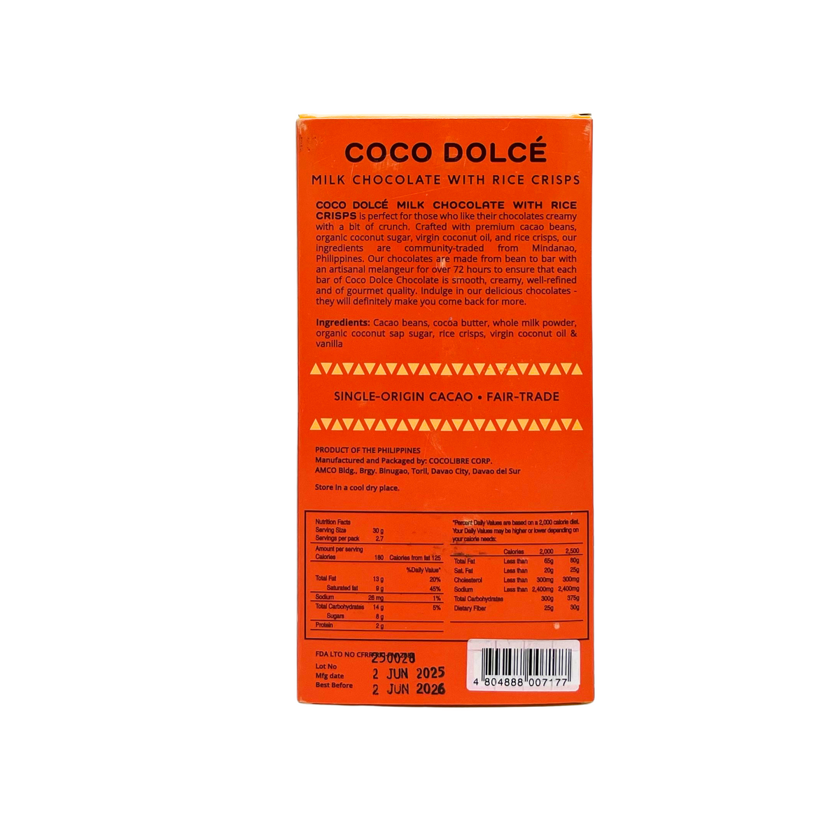 Coco Dolcé - Milk Chocolate with Rice Crisps | Real Food PH