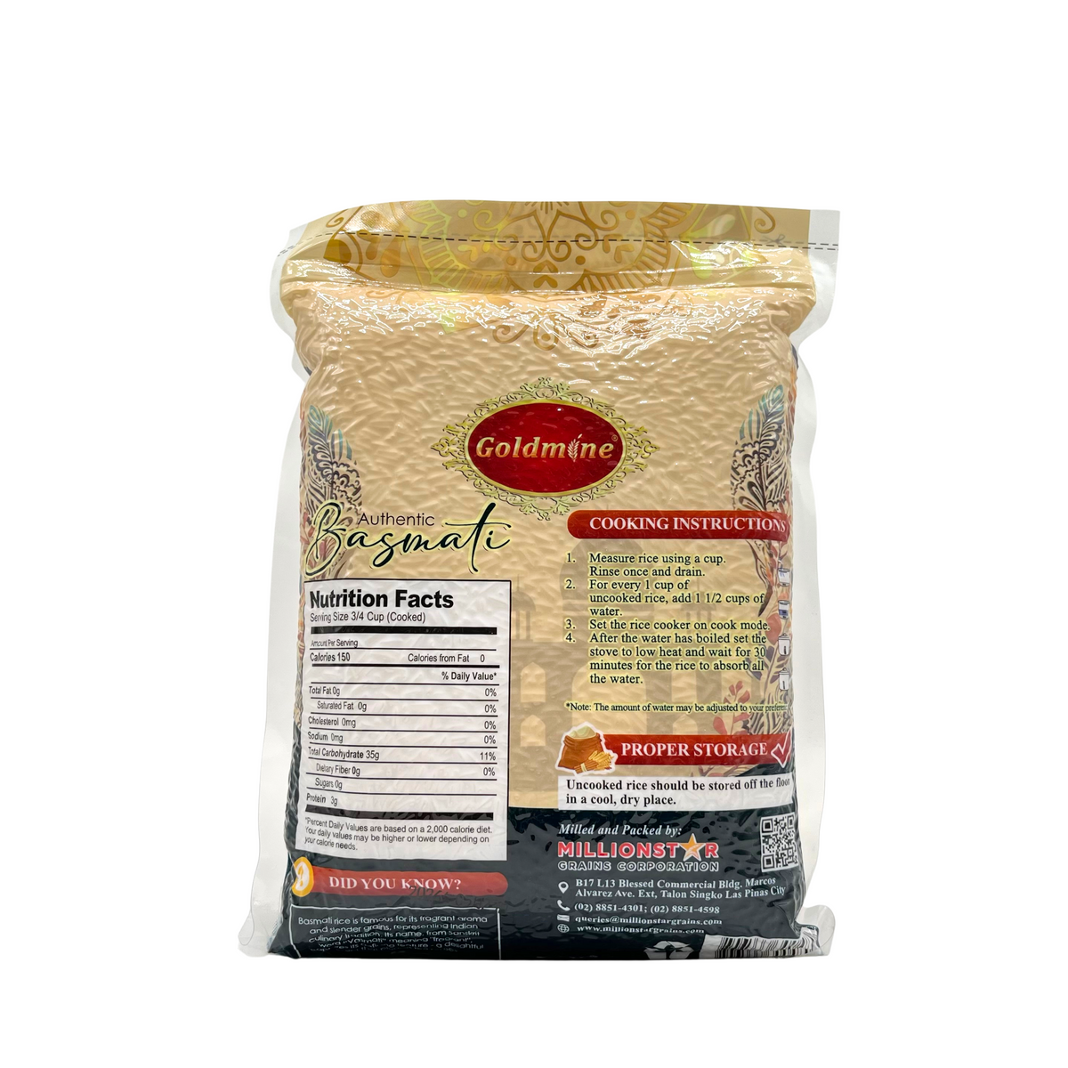 Goldmine - Whole Grain Basmati Rice 1kg | Real Food PH